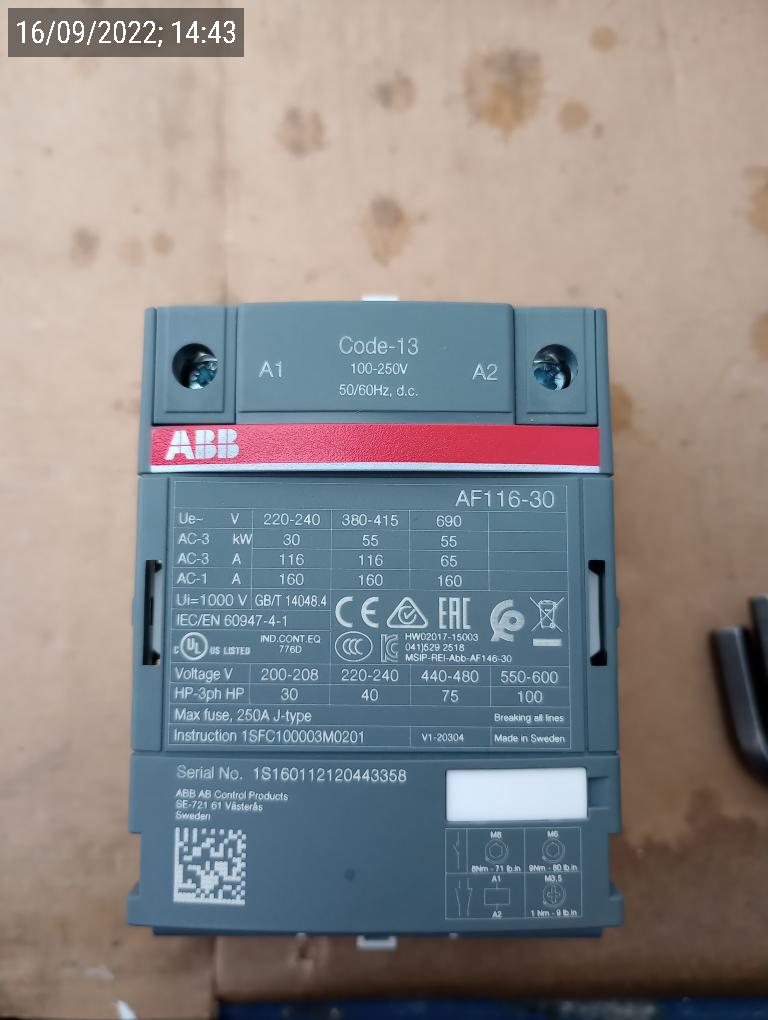 041SFL427001R1311 - CONTATOR TRIP. ABB AF-116-30-11 250V - 1SFL427001R1311